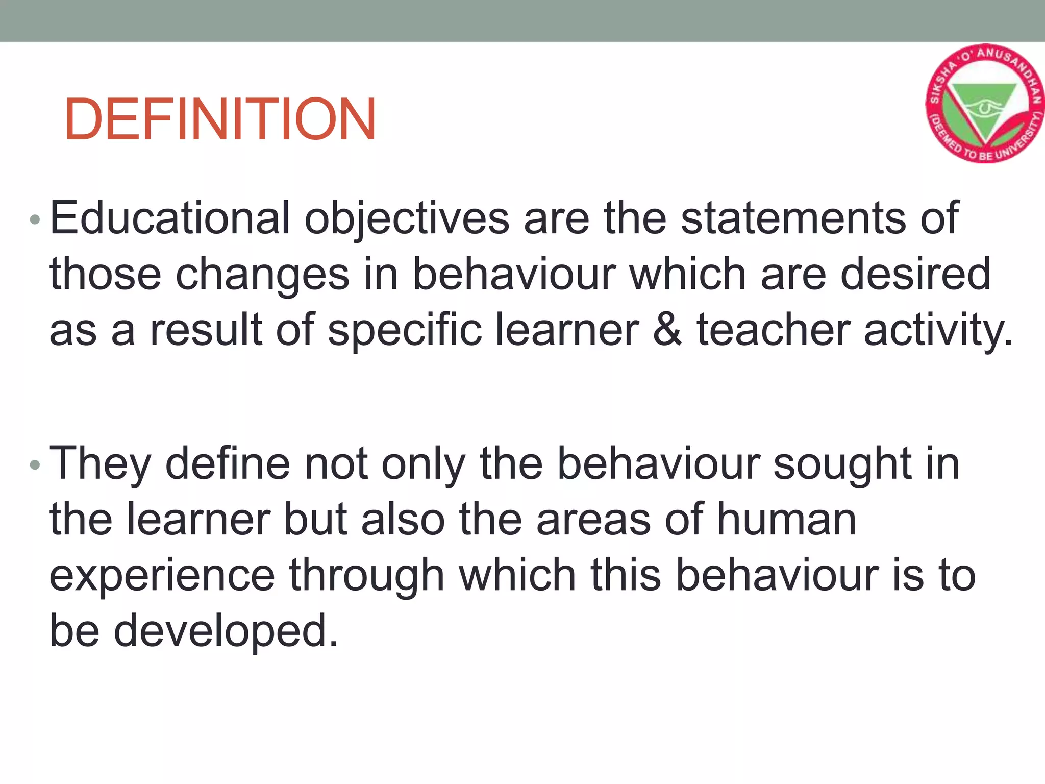 Formulation of educational objectives | PPTX