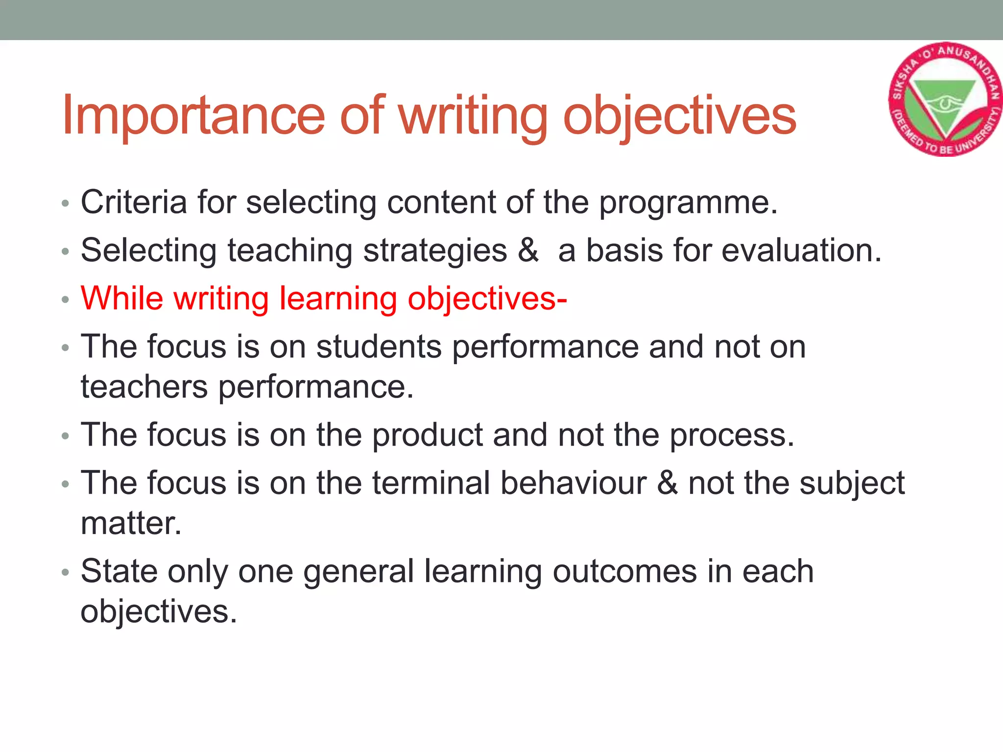 Formulation of educational objectives | PPTX