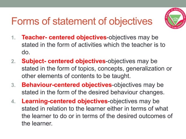 Formulation of educational objectives | PPTX