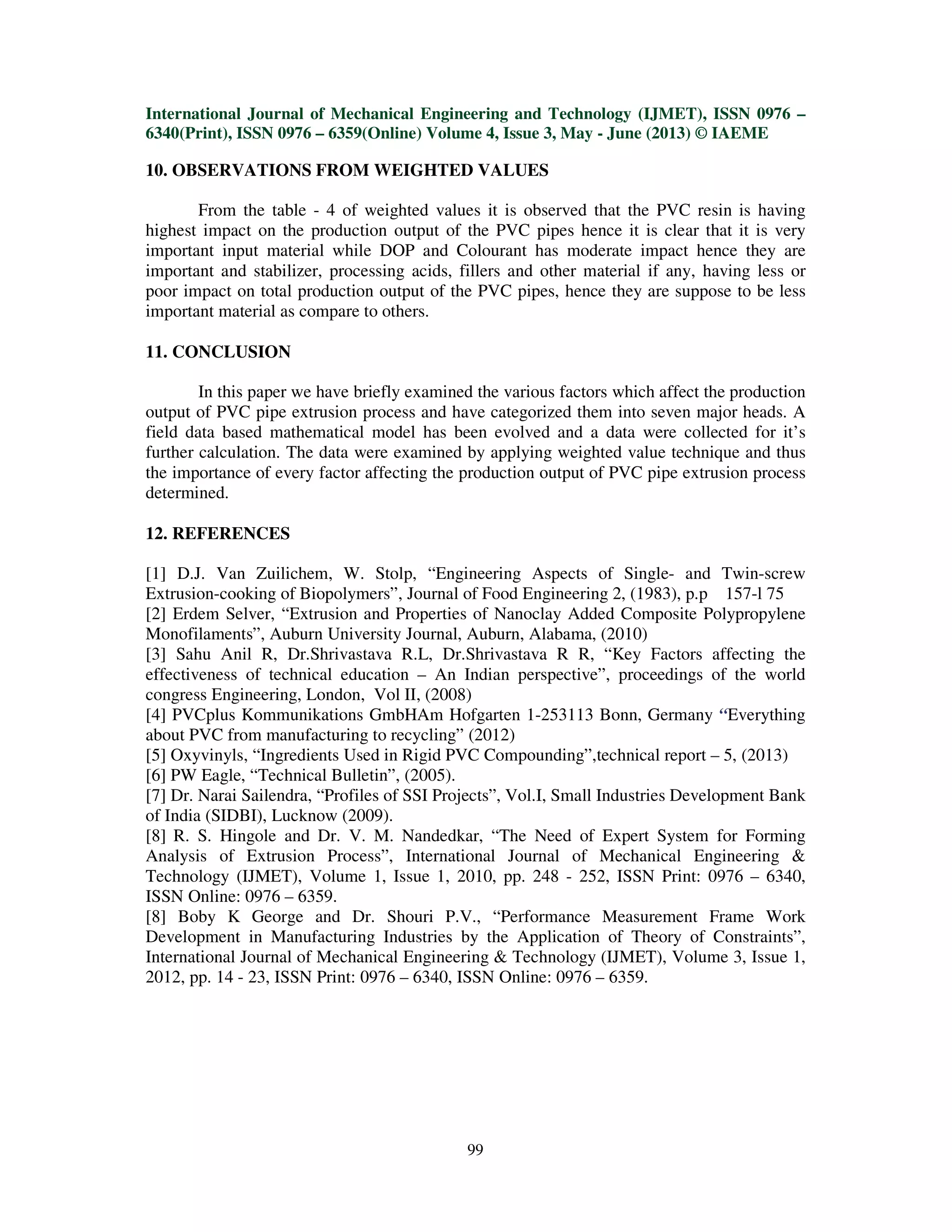 Formulation of field databased model a case study at pvc pipe manu | PDF