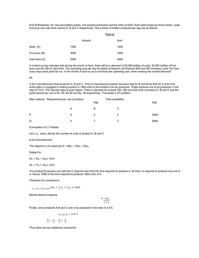 Formulation of lp problems | DOCX
