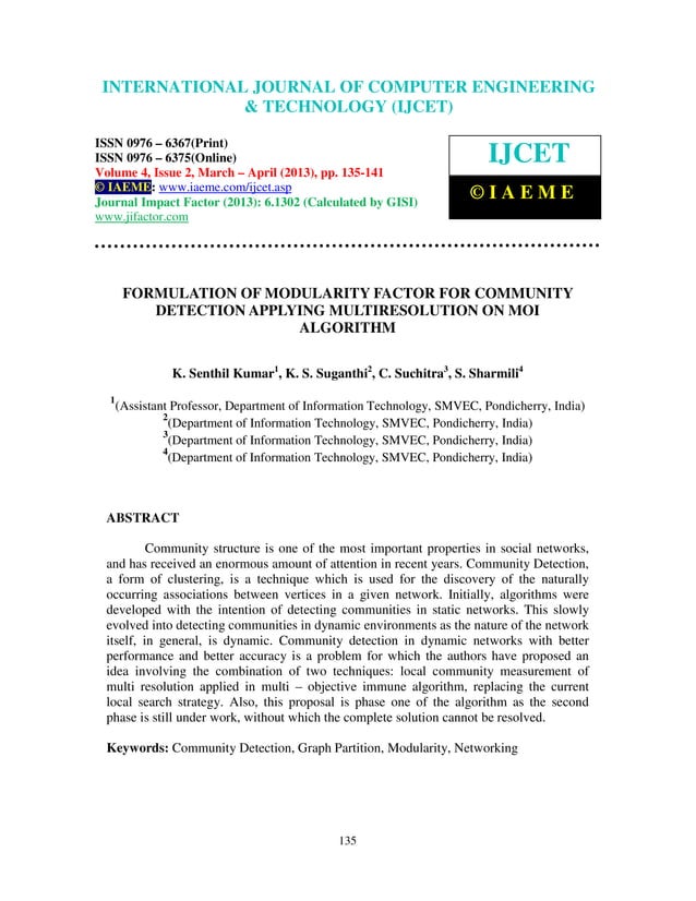 Formulation of modularity factor for community detection applying | PDF