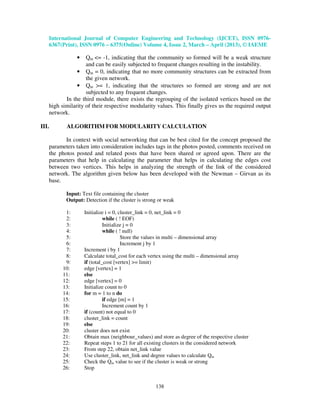 Formulation of modularity factor for community detection applying | PDF