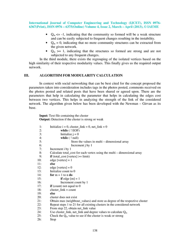 Formulation Of Modularity Factor For Community Detection Applying Pdf