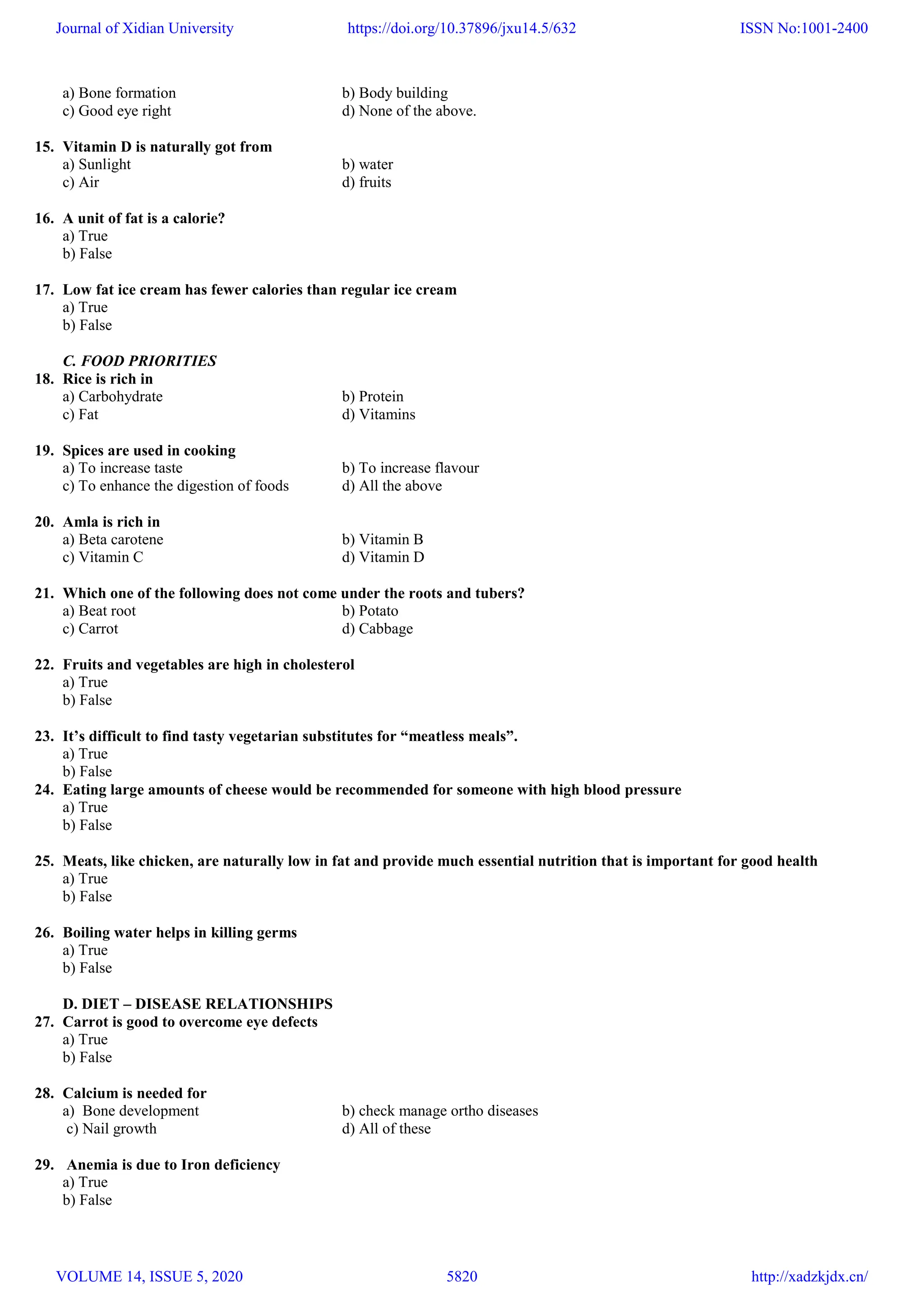 Nutritional knowledge | PDF