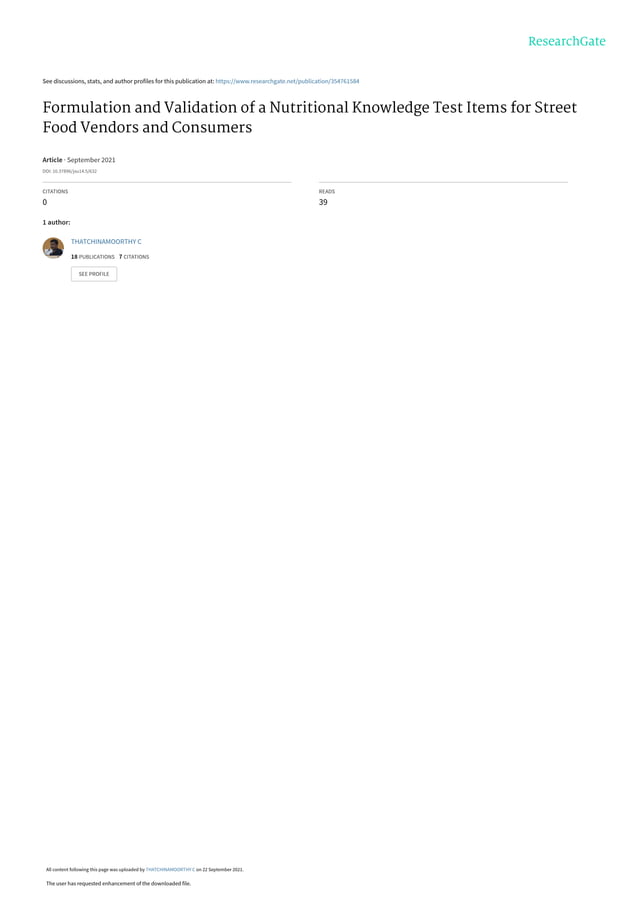 Nutritional knowledge | PDF