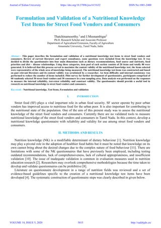 Nutritional knowledge | PDF