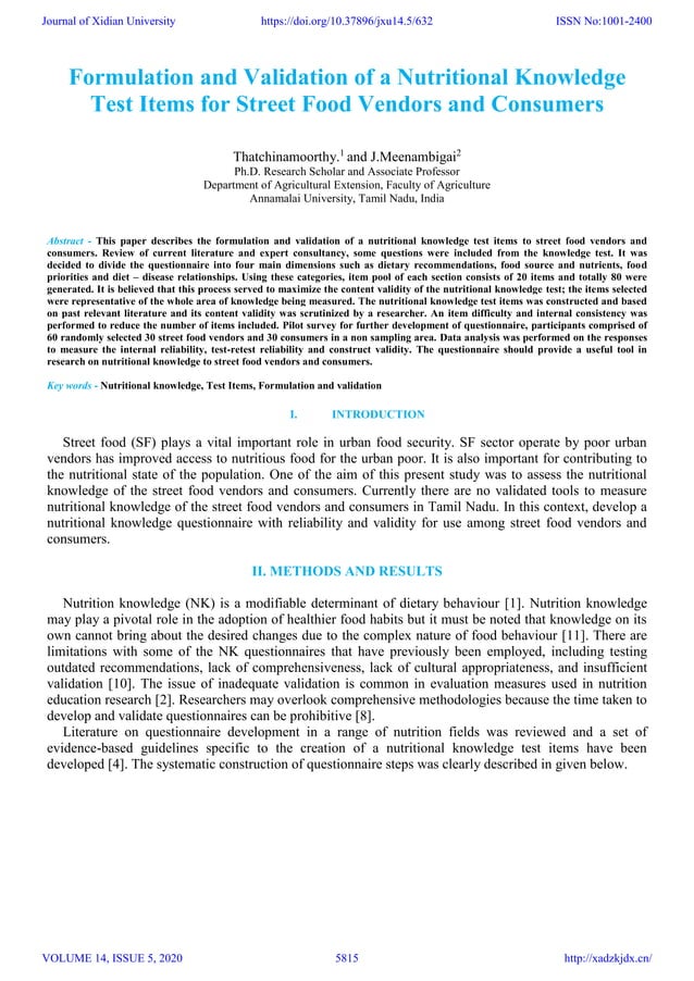 Nutritional knowledge | PDF