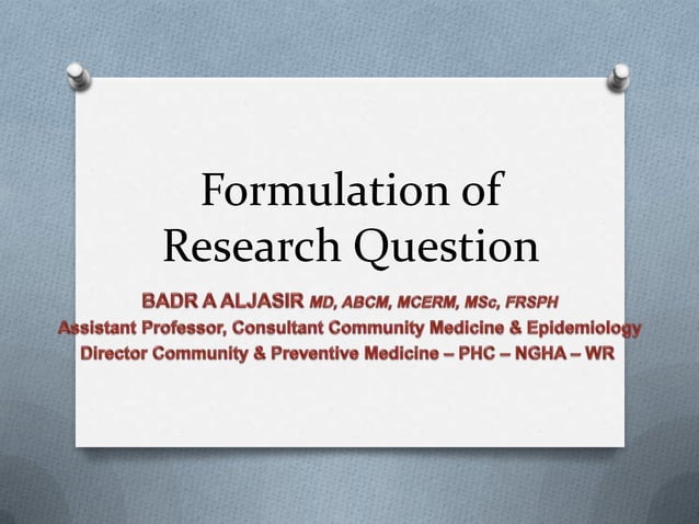Formulation of research questions | PPTX