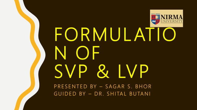 Formulation of small & large volume parenteral | PPTX | Pharmaceutical ...