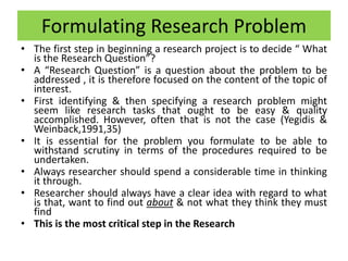Formulation of the research probleme Dr. SC sharma | PPTX