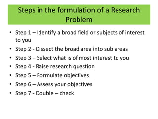 Formulation of the research probleme Dr. SC sharma | PPTX