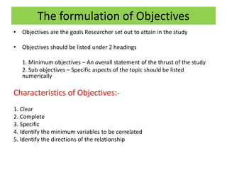 Formulation of the research probleme Dr. SC sharma | PPTX