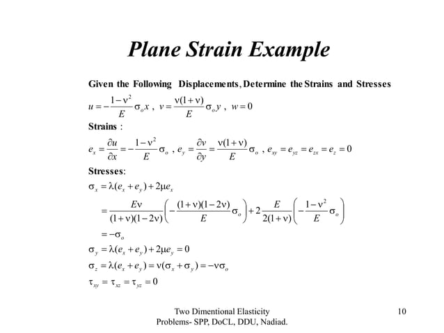 Formulation Of Two Dimensional Elasticity Problemsppt
