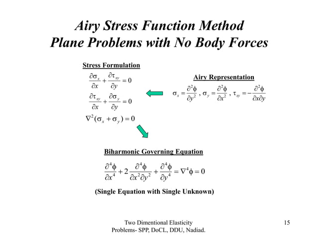 Formulation Of Two Dimensional Elasticity Problemsppt