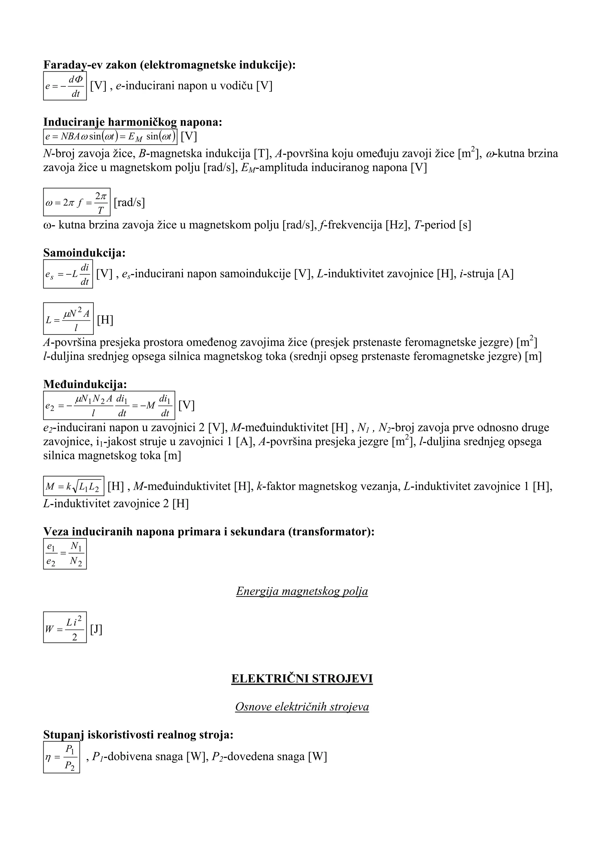 Formule elektrotehnika | PDF