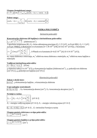 Formule elektrotehnika | PDF