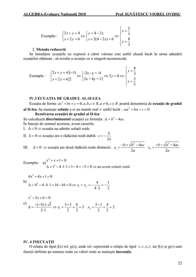 Formule algebra viorel ignatescu | PDF