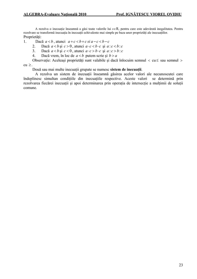 Formule algebra viorel ignatescu | PDF