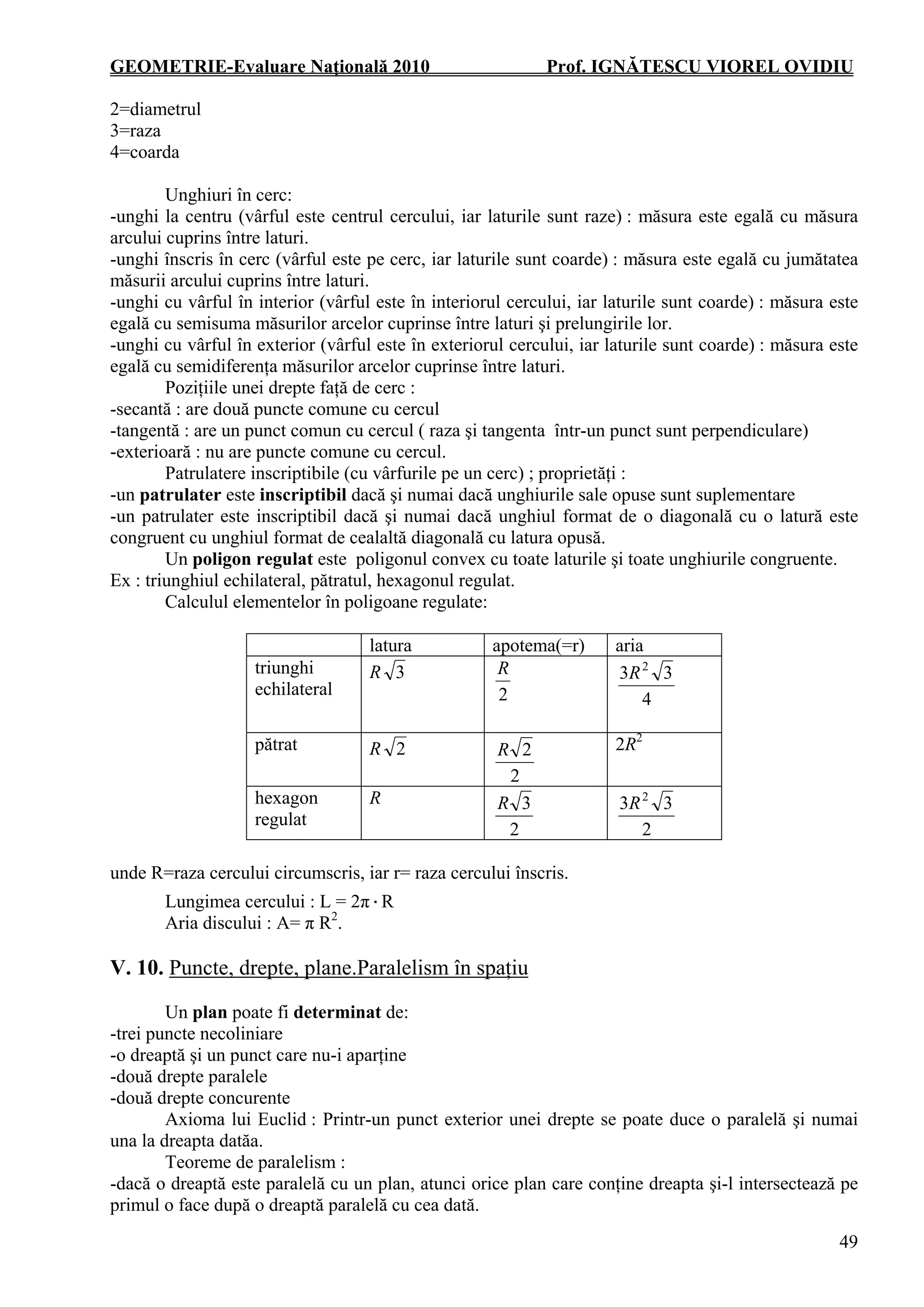Formule geometrie viorel ignatescu | PDF