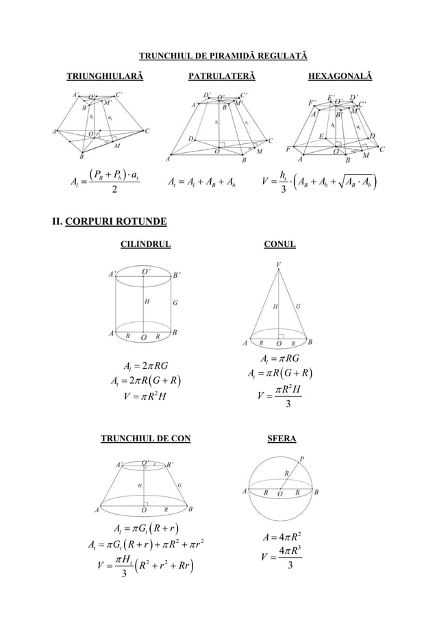 Formule matematice cls. v viii | PDF | Physics | Science