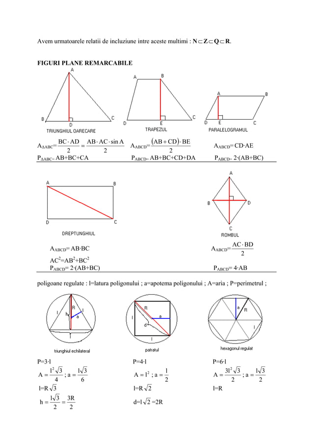 Formule matematice cls. v viii | PDF