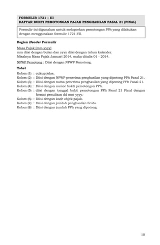 Formulir SPT Masa PPh 21 Sejak Januari 2014 (PER_14_PJ_2013) | PDF