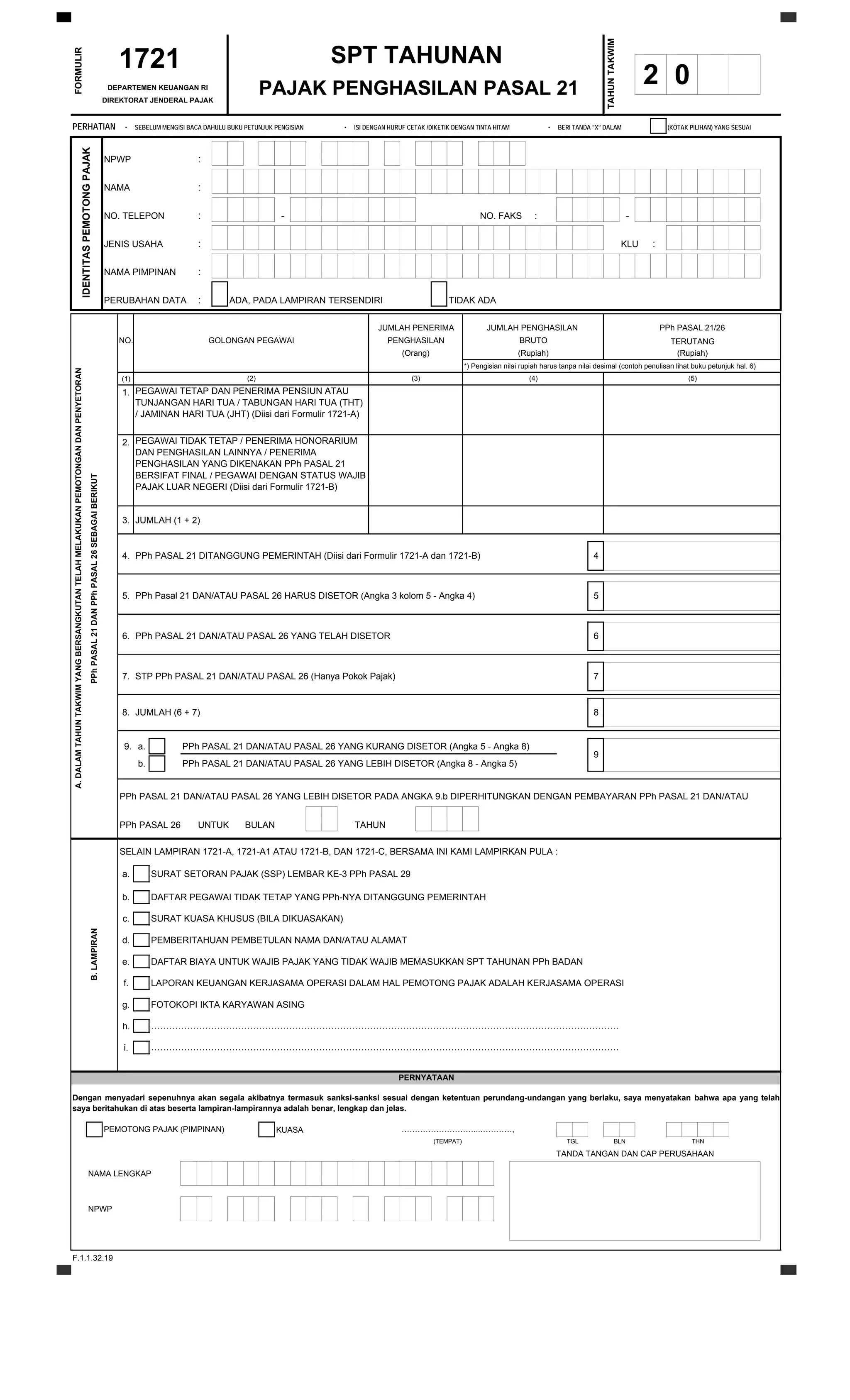Formulir 1721-spt-tahunan-p ph-21 | PDF