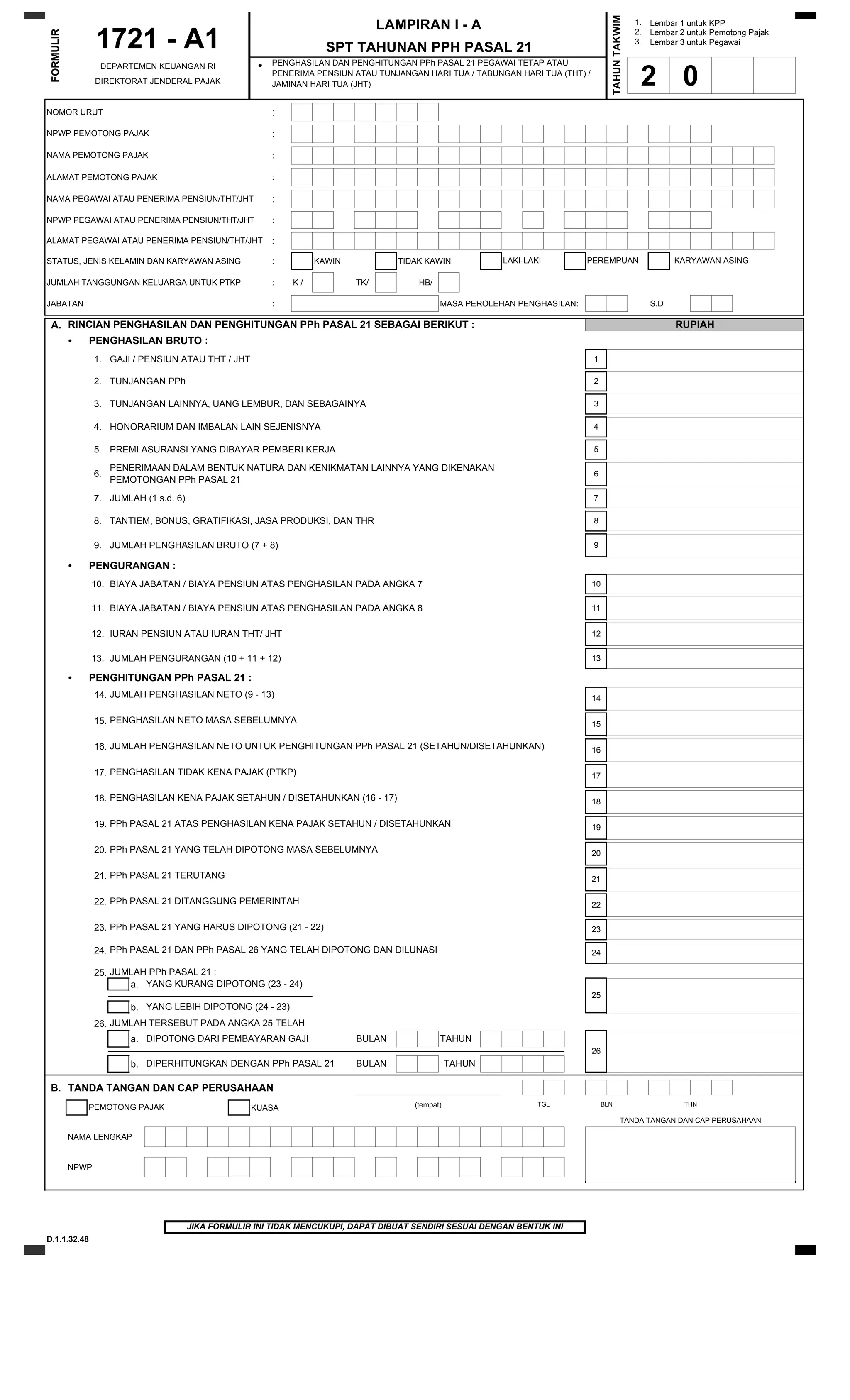 Formulir 1721-spt-tahunan-p ph-21 | PDF