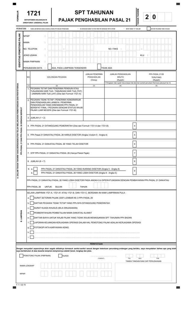 Formulir 1721-spt-tahunan-p ph-21 | PDF