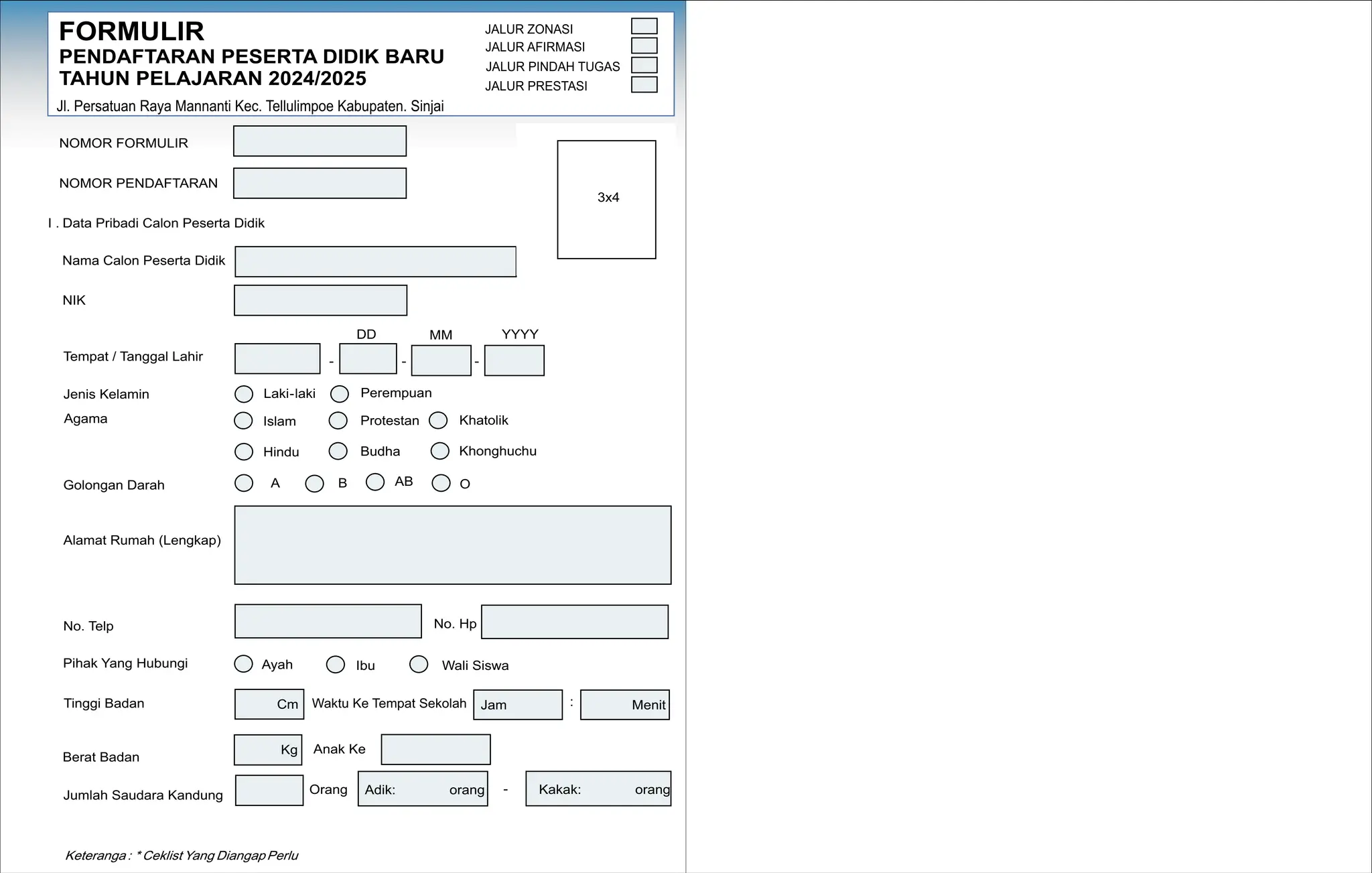 FORMULIR PPDB TAHUN PELAJARAN 2024 BENTUK BUKU | PPT