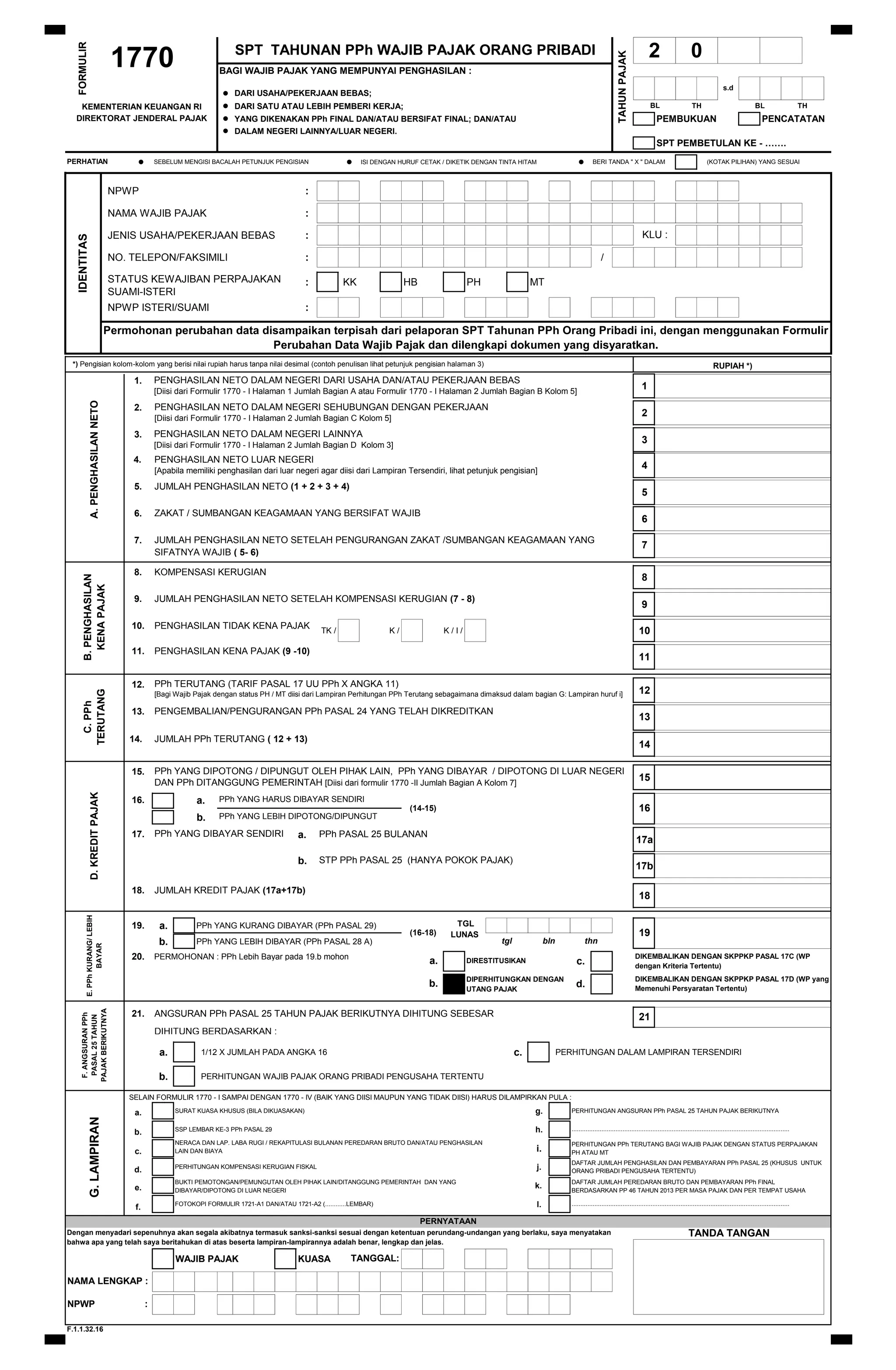 Formulir form spt tahunan op orang pribadi 1770 | PDF