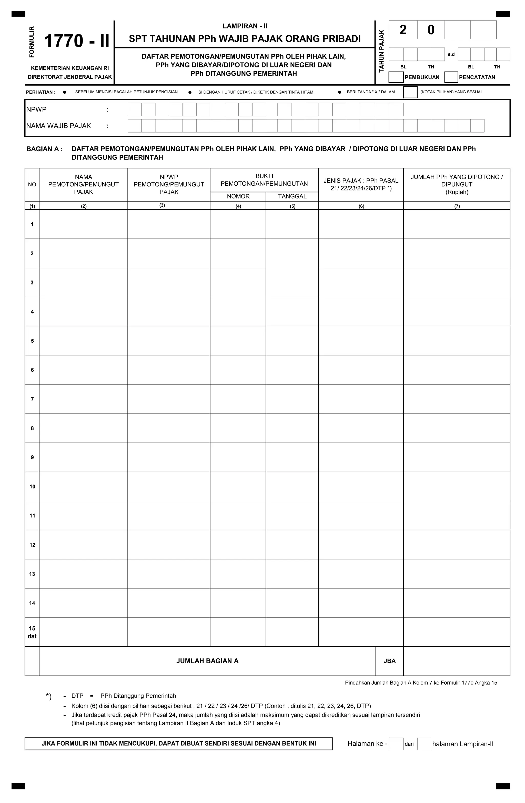 Formulir form spt tahunan op orang pribadi 1770 | PDF