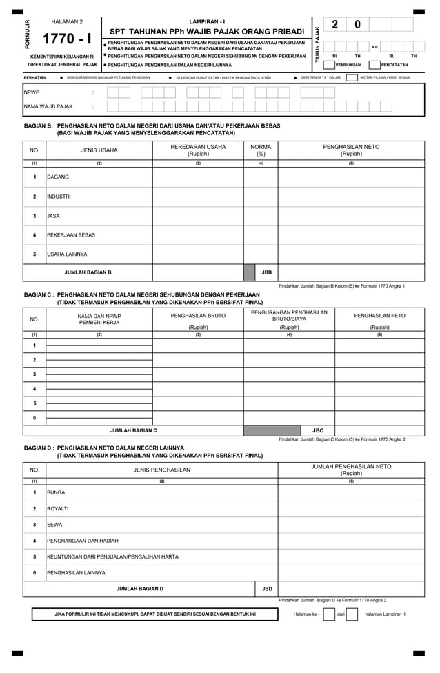 Formulir form spt tahunan op orang pribadi 1770 | PDF