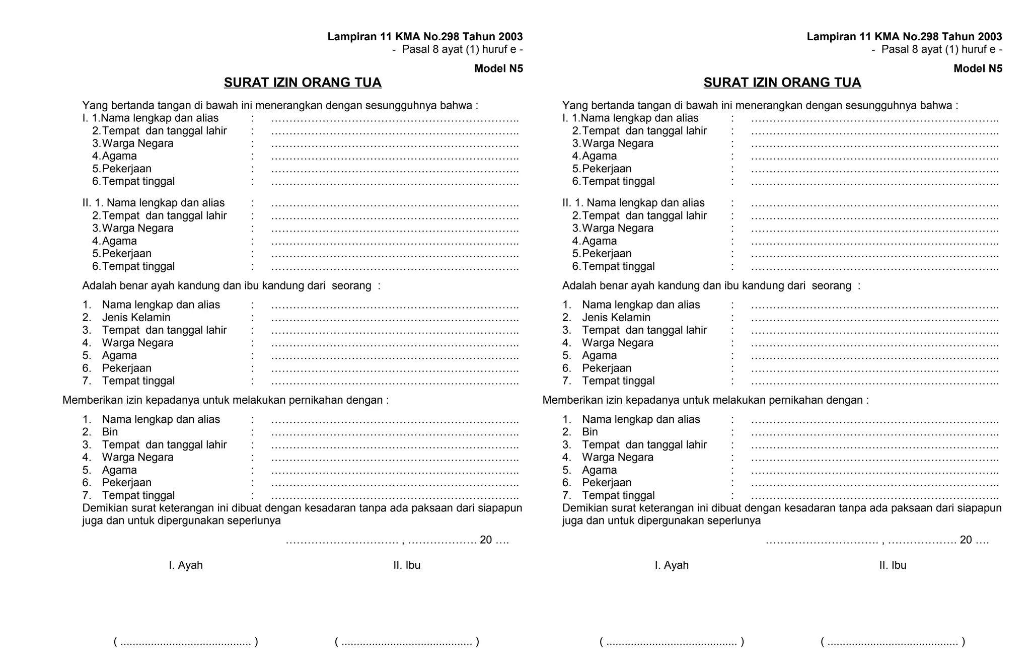 Formulir n1-n7 | DOC