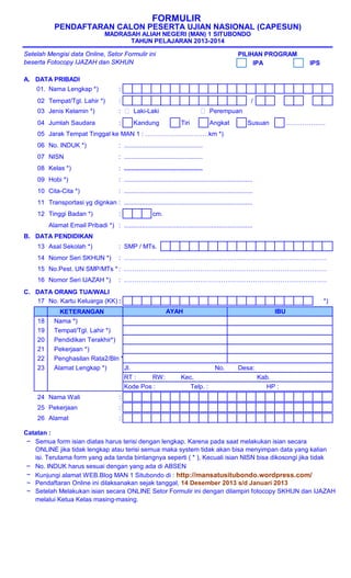Formulir online-2013 | PDF