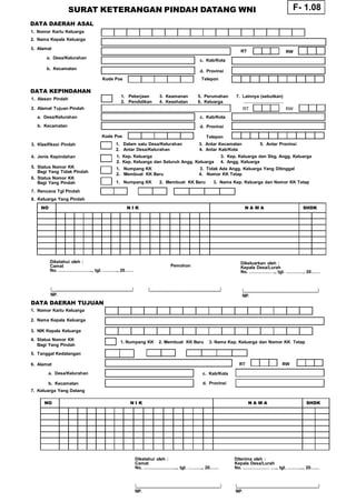 Formulir pindah-datang-penduduk-form-f-1-08 | PDF