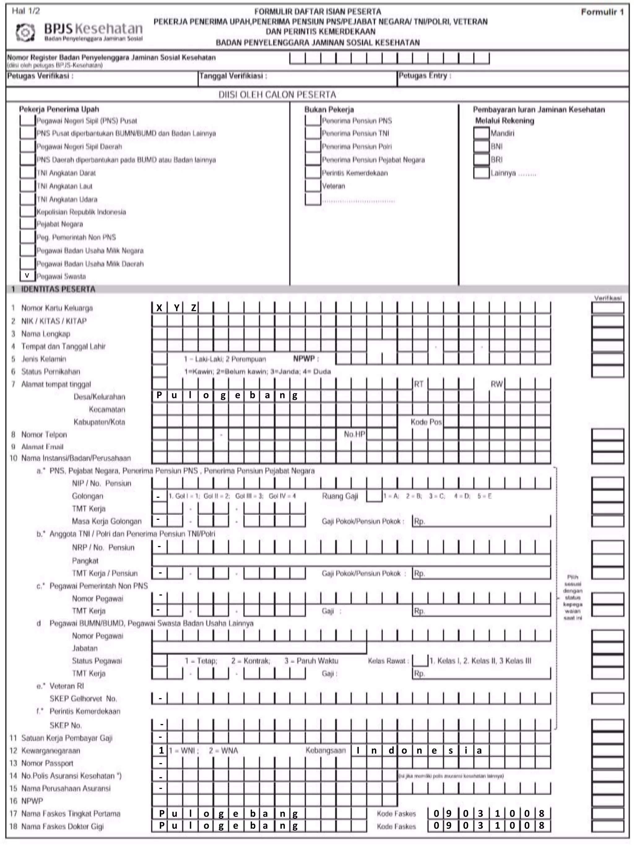 Formulir bpjs | PPTX