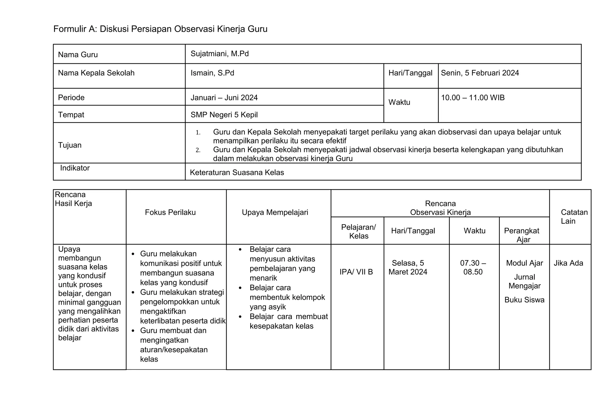 FORMULIR A KETERATURAN SUASANA KELAS.docx