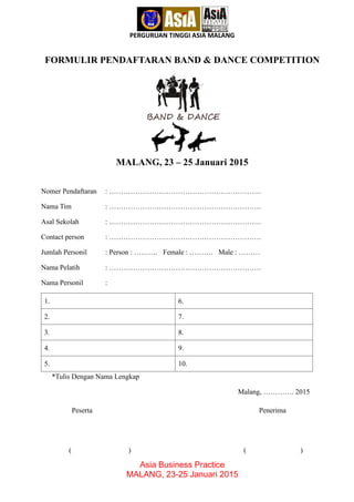 Formulir band & dance competition | PDF