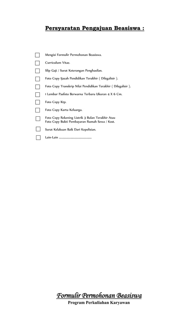 Formulir beasiswa | PDF