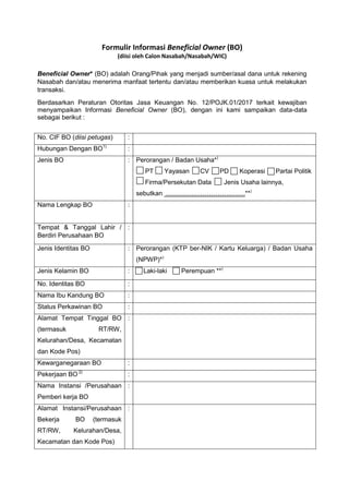 Formulir beneficiary owner (2) | PDF