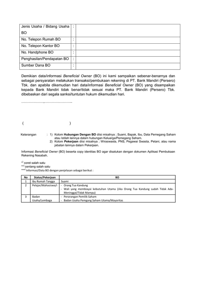 Formulir beneficiary owner (2) | PDF