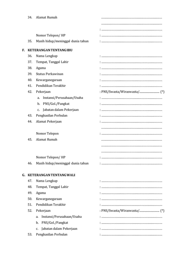 Formulir daftar ulang ppdb 2016 | DOCX