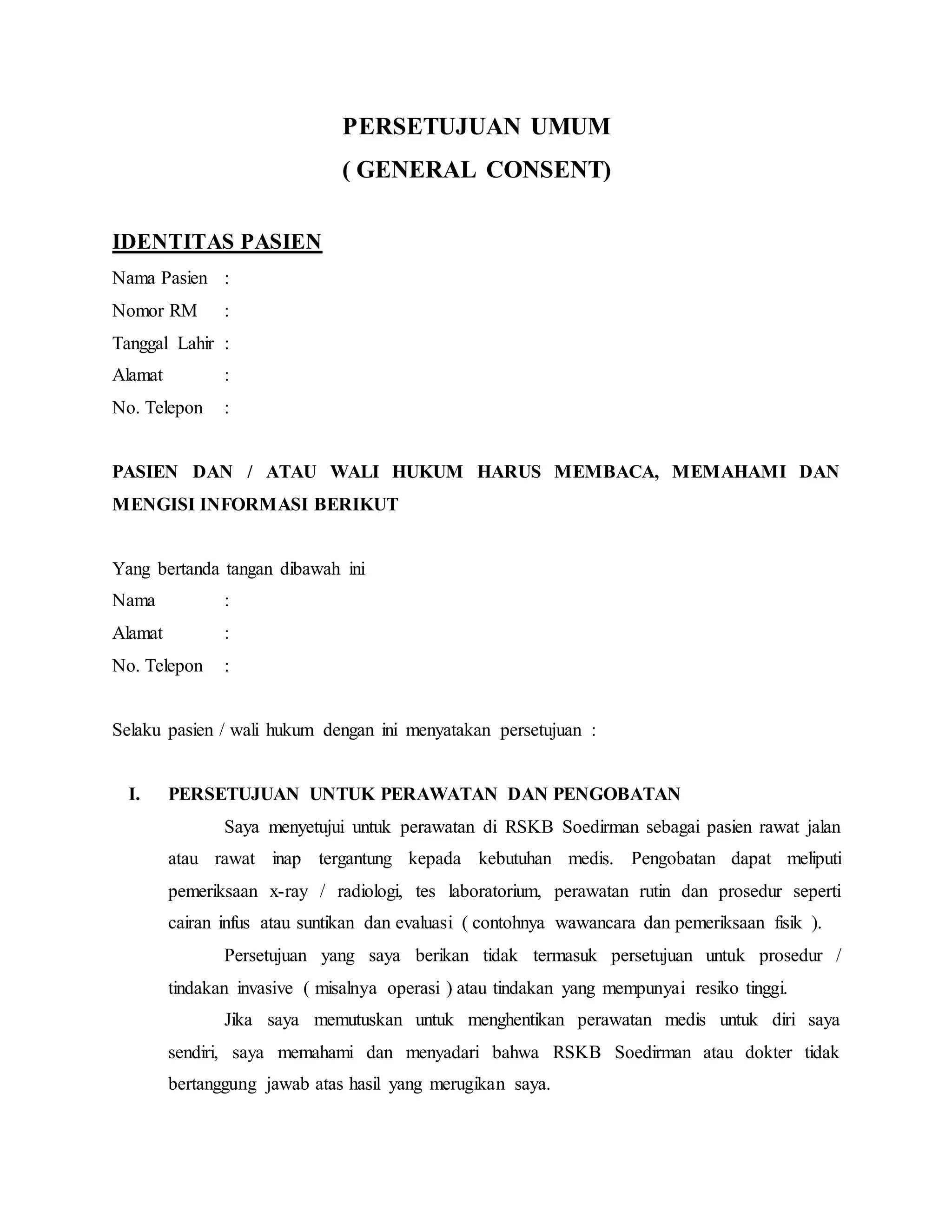 Formulir general consent | DOCX