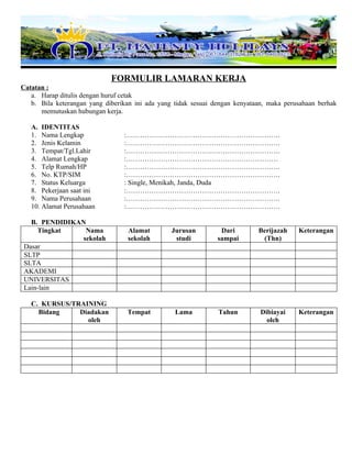 Formulir lamaran kerja | DOC
