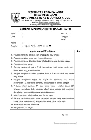 Formulir laporan tindakan imunisasi | PDF