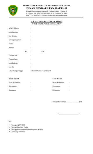 Formulir npwpd | DOCX