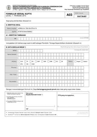 Formulir nuptk a03 (1) | PDF