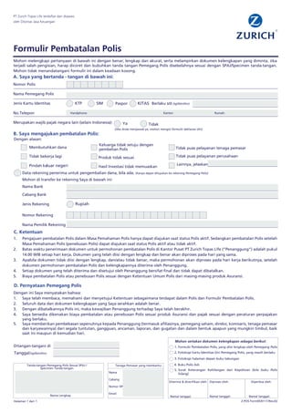 Contoh Formulir pembatalan polis | PDF